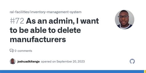 As An Admin I Want To Be Able To Delete Manufacturers · Issue 72 · Ral Facilitiesinventory