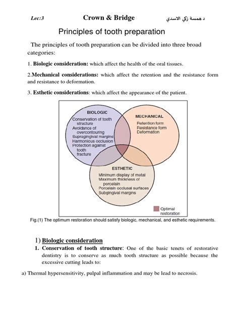 The Principles Of Tooth Preparation May Be Divided Into Three Broad Categories Pdf Dentistry