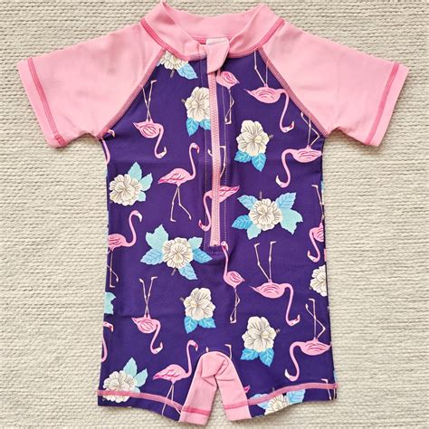 Personalised Floral Girls Front Zip Swimsuit
