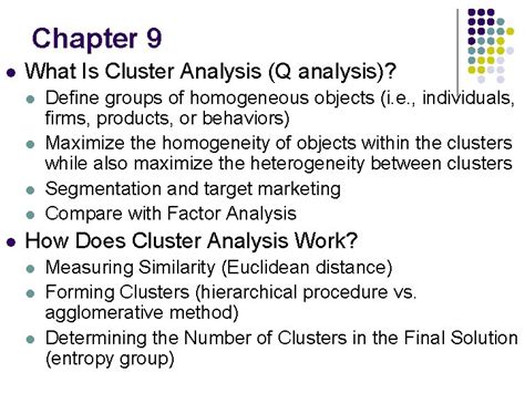 Multivariate Data Analysis Chapter 9 Cluster Analysis Section