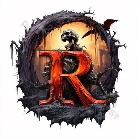 Letter R Logo With Halloween Zombie Decorations Png Images Psd Free