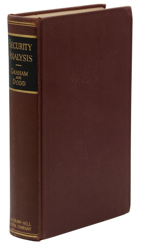 Security Analysis By Graham Benjamin David L Dodd Near Fine 1934