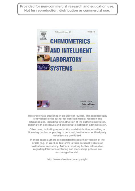 Pdf Parles Software For Chemometric Analysis Of Spectroscopic Data