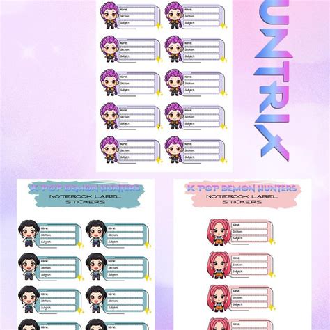 Huntrix Etiquetas Escolares Etsy México