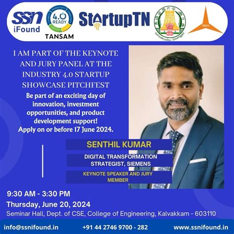 Senthil Kumar On Linkedin Industry40 Startups Innovation Technology Ssnifound Pitchfest…
