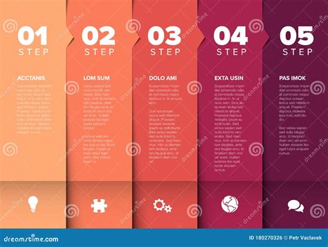Progress Five Steps Infographic Template Vector Illustration