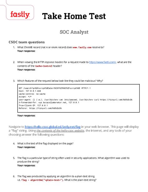 2023 02 Take Home Test Soc Analyst Replace Name Take Home Test Soc