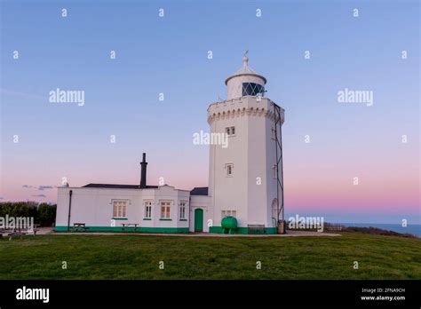 South Forland Lighthouse On The White Cliffs Of Dover At St Margartes