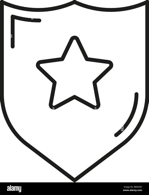 Shield With Star Line Icon Security Protection And Safety Assurance