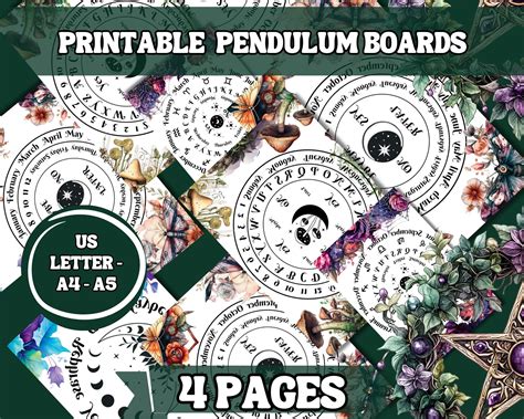 Printable Pendulum Boards 4 Divination Designs Digital Download Pdf