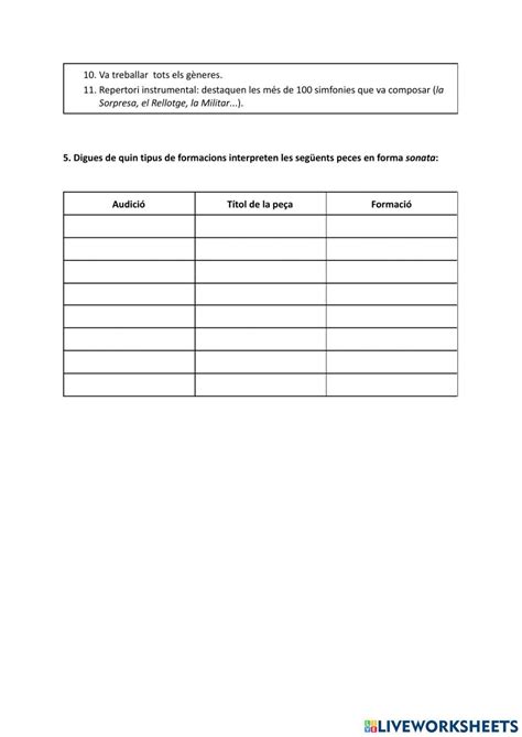 El Classicisme Musical 1924037 Jrami Live Worksheets