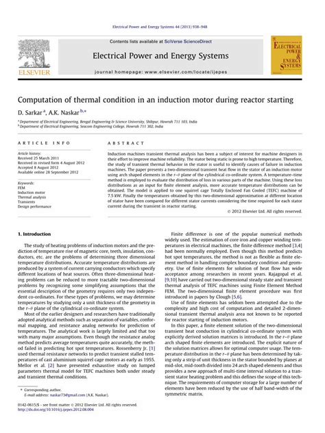 pdf computation of thermal condition in an induction motor during