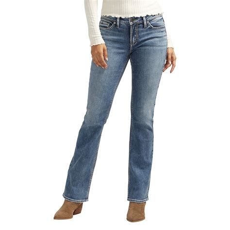 Jean étroit Semi évasé à Taille Mi Basse Pour Femmes Elyse Silver L