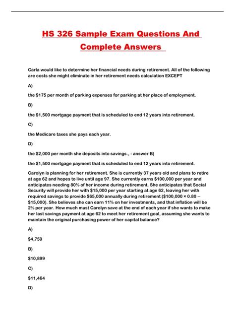 Hs 326 Sample Exam Questions And Complete Answers Hs 326 Stuvia Us