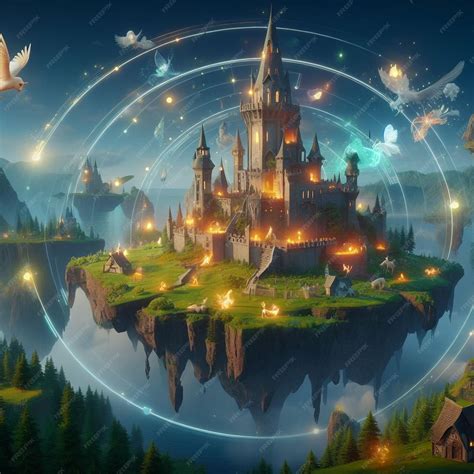 Premium Photo A Floating Island In A Magical Realm Floating Island