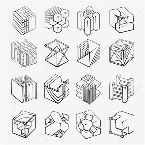 Conjunto De Diseños De Cubo De Formas Geométricas 3d Png Objetos