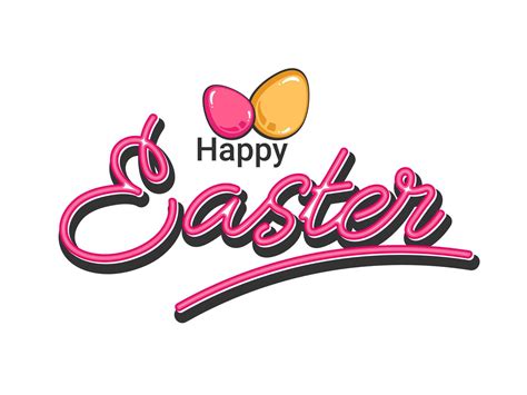 Happy Easter Font With Eggs On White Background 20742656 Vector Art At