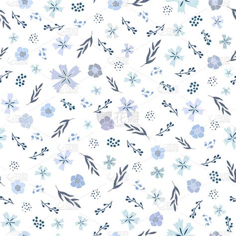 色彩柔和的蓝色和白色，无方向的小碎花图案素材 花瓣网