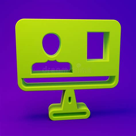 Green Online Class Icon Isolated On Purple Blue Background Online Education Concept Minimalism