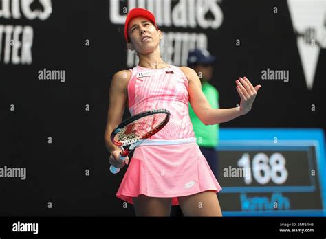 Romanias Mihaela Buzarnescu Reacts During Her First Round Of Match Against Canadas Bianca