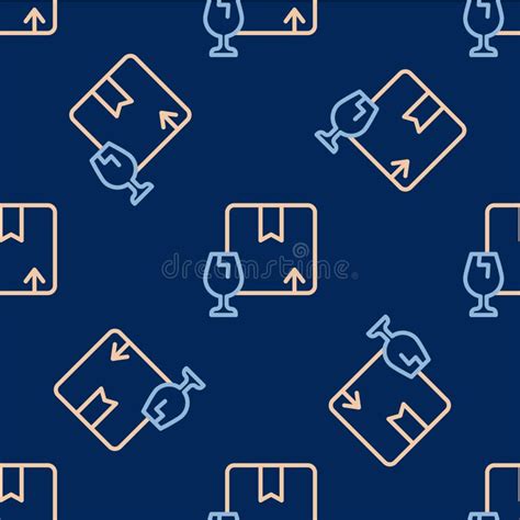 Line Delivery Package Box With Fragile Content Symbol Of Broken Glass Icon Isolated Seamless