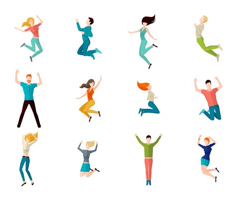 Jumping People Set 427224 Vector Art At Vecteezy