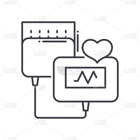 高血压图标，线性孤立的插图，细线矢量，网页设计标志，大纲概念符号与可编辑的笔画在白色的背景。