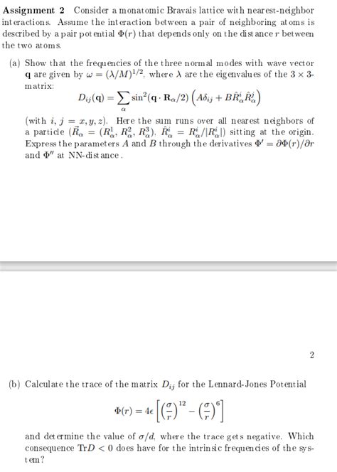 Solved Assignment 2 Consider A Monatomic Bravais Lattice