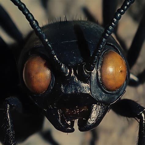 A Bug With A Black Face And Orange Eyes Premium Ai Generated Image