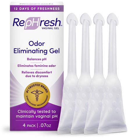 Rephresh Odor Eliminating Vaginal Gel Feminine Care Ph Balance For Women 4 Count 07oz For