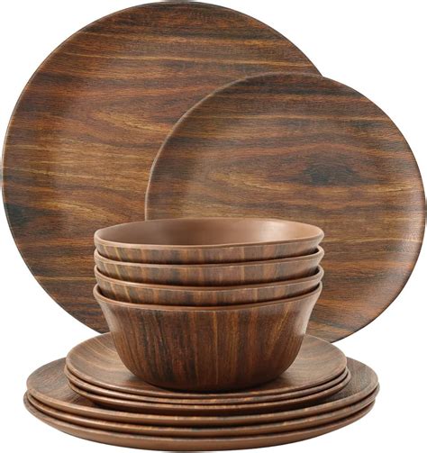 Tp 12 Piece Dinnerware Set Melamine Dishes Set With Bowls And Plates