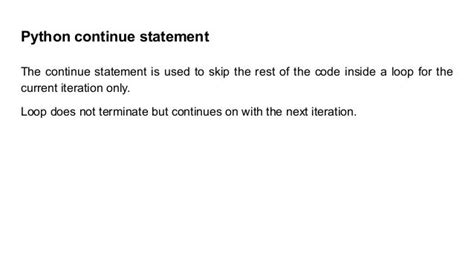 Break Continue And Pass In Pythonpdf