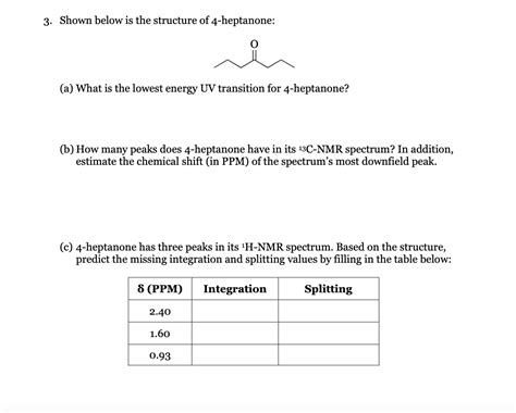 Solved 3 Shown Below Is The Structure Of 4 Heptanone A