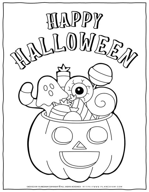 Hoween Coloing Sheet Of Candy Halloween Pumpkin And Candies Doodle