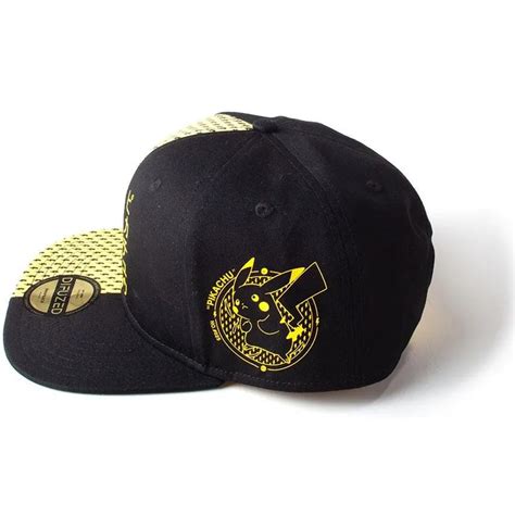 Difuzed Flat Brim Pikachu Block Pokémon Black And Yellow Snapback Cap