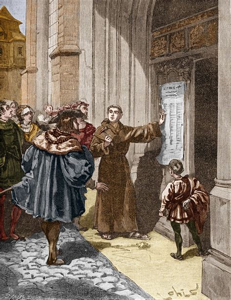 Martin Luther Hanging His 95 Theses In Wittenberg