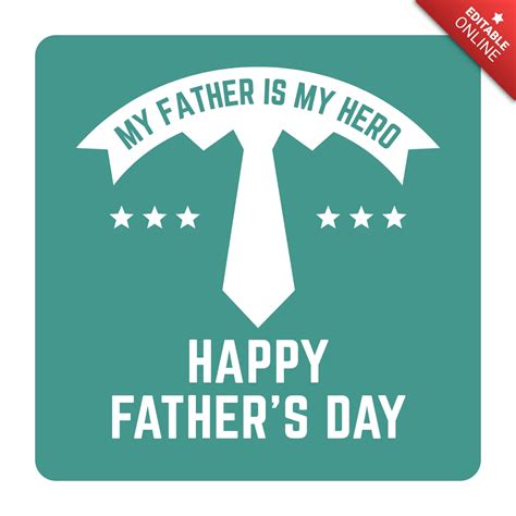 Mi Padre Es Mi Héroe Plantilla De Tarjeta De Felicitación Del Día Del Padre Modelo De Diseño