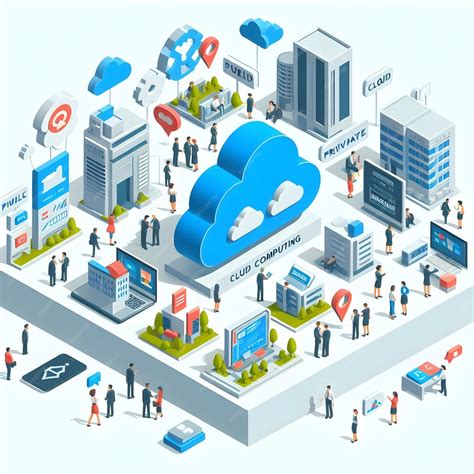 3d Flat Vector As Cloud Computing Deployment Models With Public Private And Hybrid Cloud Icons