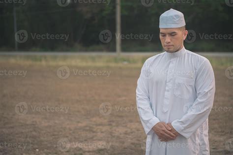 Asian Islam Man Prayer Young Muslim Praying Ramadan Festival Concept