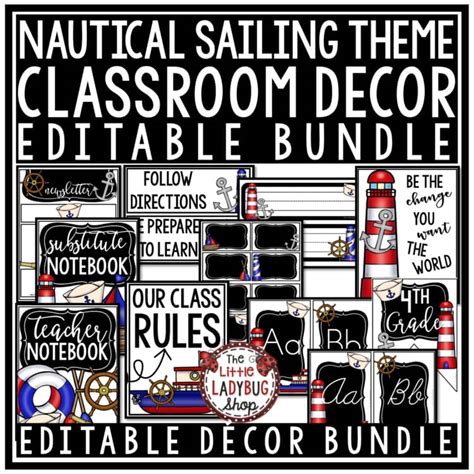 Sailing Ocean Nautical Marine Theme Classroom Décor Bundle Sailboat