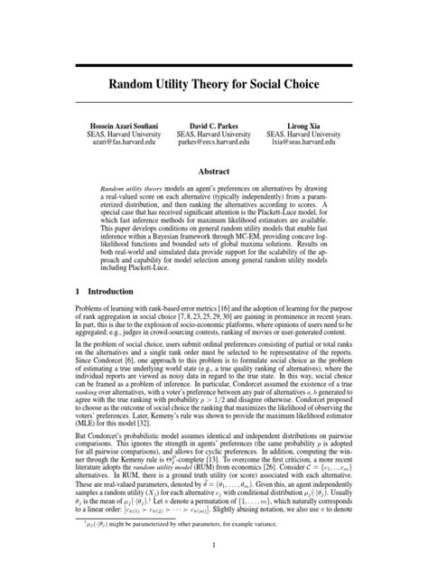 4735 Random Utility Theory For Social Choice Pdf Pdf Akaike