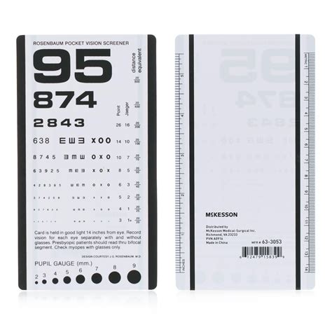 Snellen Chart Emi Pocket Eye Exam Kit Snellen And Rosenbaum Charts With