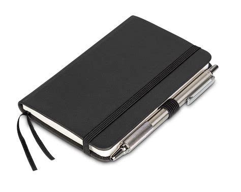 Lined 120gsm Black Tiny Hardcover Notebook With Pen Holder Memo Pad Pockets Small 35 X 55 Mini
