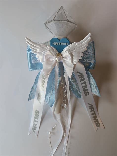 Artms Inspired Kpop Lightstick Bow With Custom Ribbon Black Ribbon
