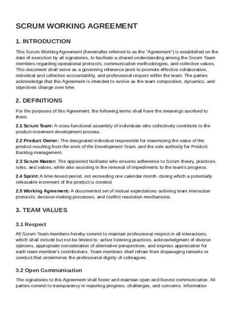 Scrum Working Agreement Template Fill Out And Sign Online Dochub
