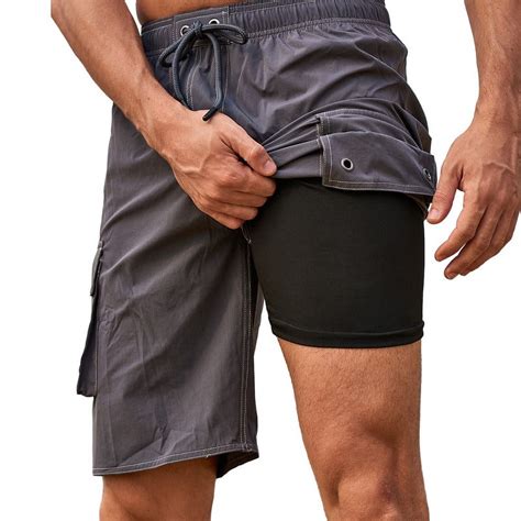 Mens Swim Trunks Quick Dry Beach Swim Shorts For Men With Mesh Lining