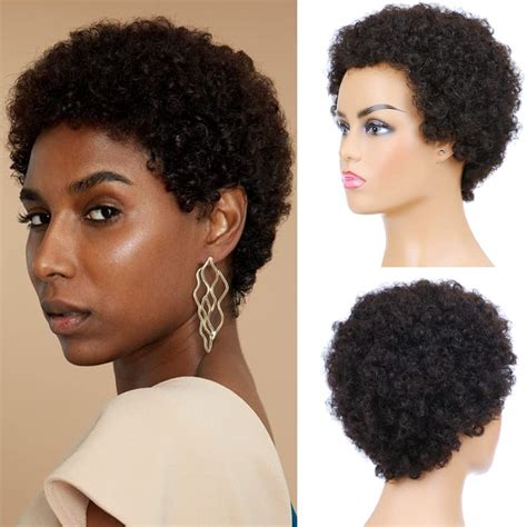 Afro Kinky Curly Human Hair Short Wigs For Women Full And Fluffy