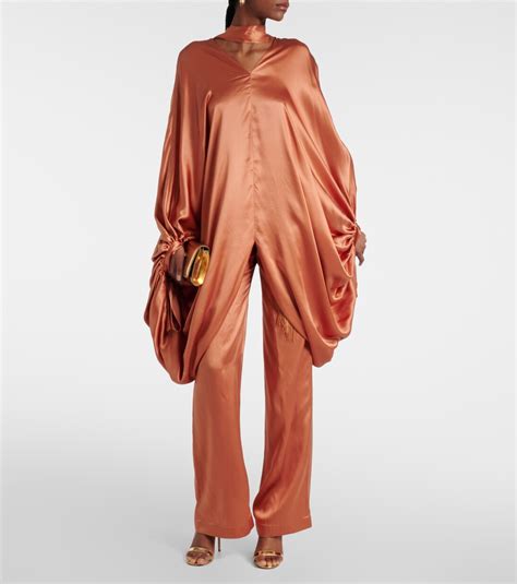 Verdi Silk Satin Wide Leg Pants In Green Taller Marmo Mytheresa