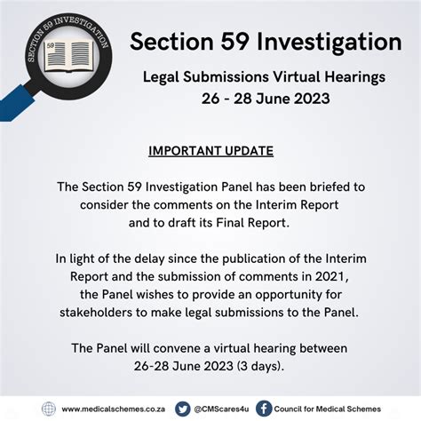 Section 59 Investigation Legal Submissions Virtual Hearings Council