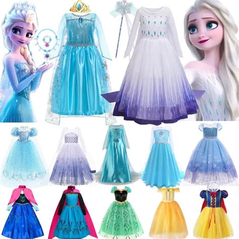 Disney Elsa Girls Frozan คอสเพลย์เครื่องแต่งกายชุดเจ้าหญิง Queen Snow